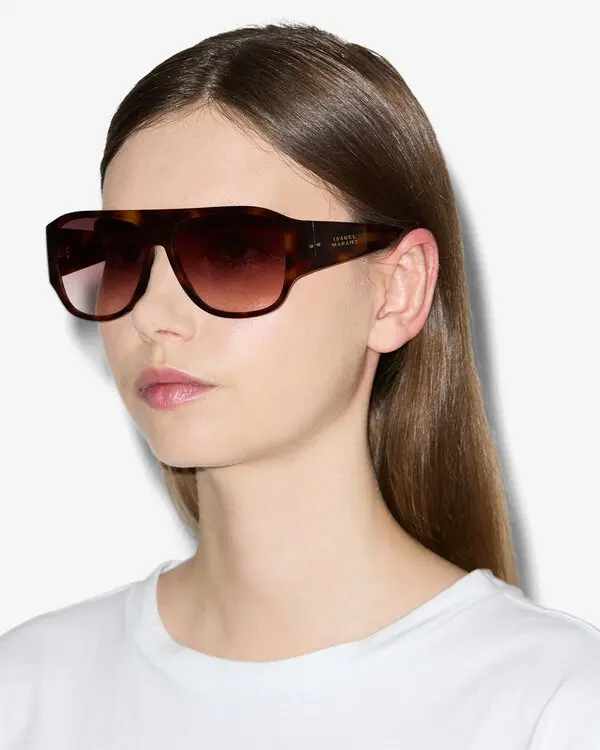 Isabel Marant Mikala Mask Sunglasses - Havana / Brown Pink Sh