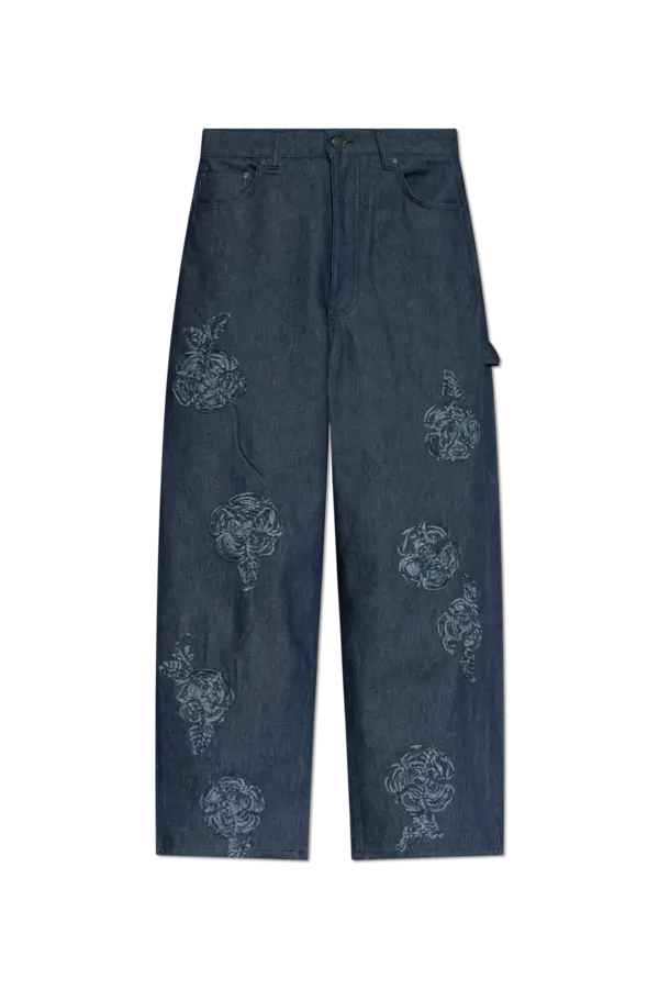 ROTATE BY BIRGER CHRISTENSEN Jeans With Embroidered Floral Appliqués