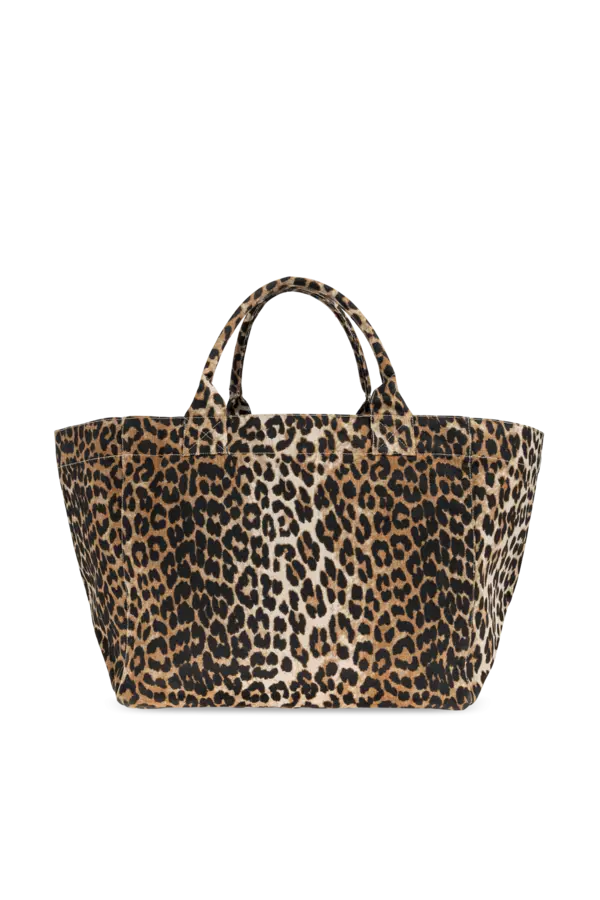 GANNI Animal Print Shopper Bag - Beige