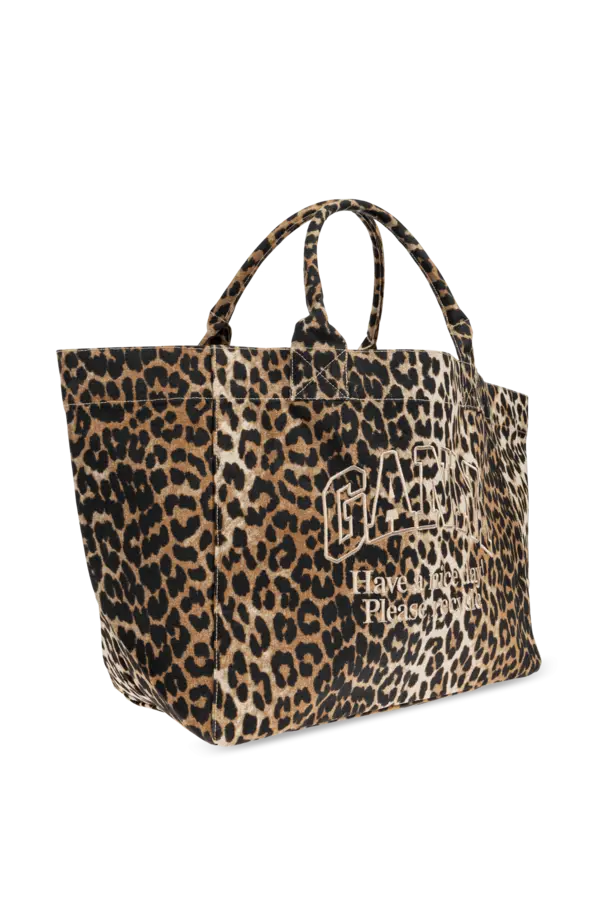 GANNI Animal Print Shopper Bag - Beige