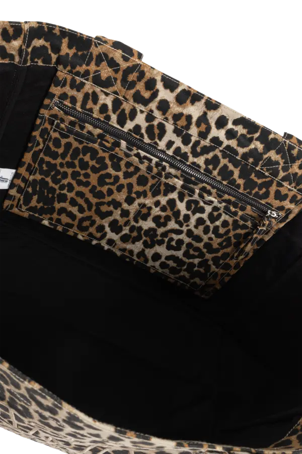 GANNI Animal Print Shopper Bag - Beige