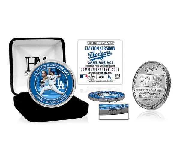 HIGHLAND MINT Clayton Kershaw Los Angeles Dodgers Retirement Coin - One-color