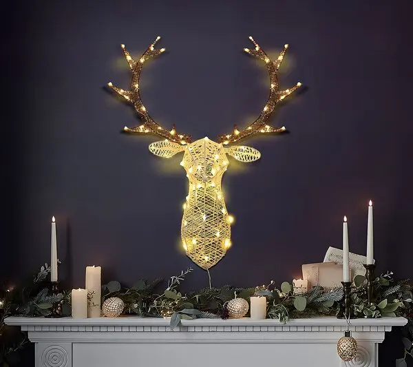 LUXEN HOME Luxenhome Lighted Deer Head Holiday Decoration Ith Timer - One-color