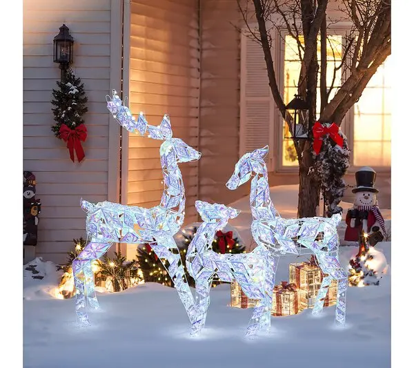 LUXEN HOME Luxenhome 3-pc Multicolor Deer Decoration W/ 46 0 Cool Lights - One-color