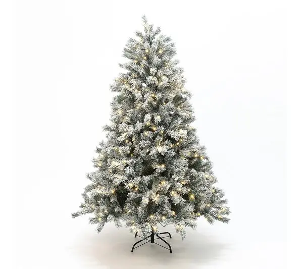 LUXEN HOME Luxenhome 6.5ft Flocked Artificial Tree W/ 8 Li Ght Functions - One-color