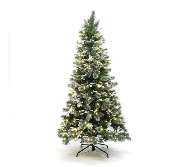 LUXEN HOME Luxenhome 7ft Pre-lit Snow-flocked Green Artifi Cial Xmas Tree - One-color
