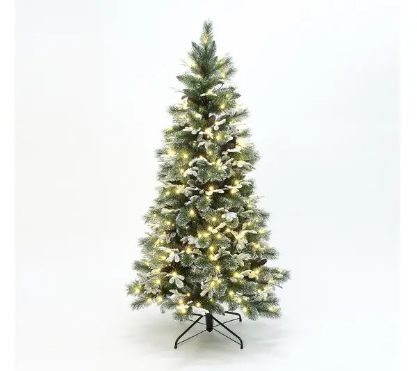 LUXEN HOME Luxenhome 6ft Pre-lit Snow-flocked Green Artifi Cial Xmas Tree - One-color