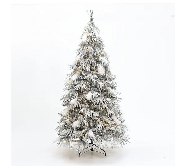 LUXEN HOME Luxenhome 6.5ft Pre-lit Flocked Sweeping Artifi Cial Xmas Tree - One-color