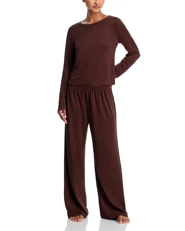 Aqua Starlette Pointelle Long Pajama Set Exclusive - Bark