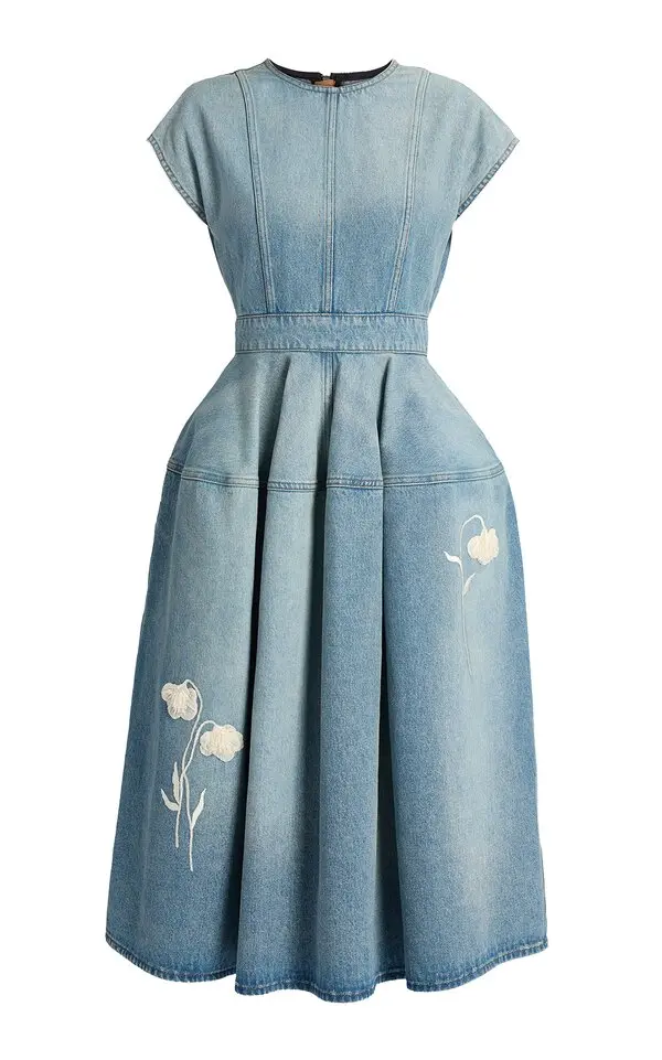 Erdem Embroidered Floral Cotton Midi Dress
