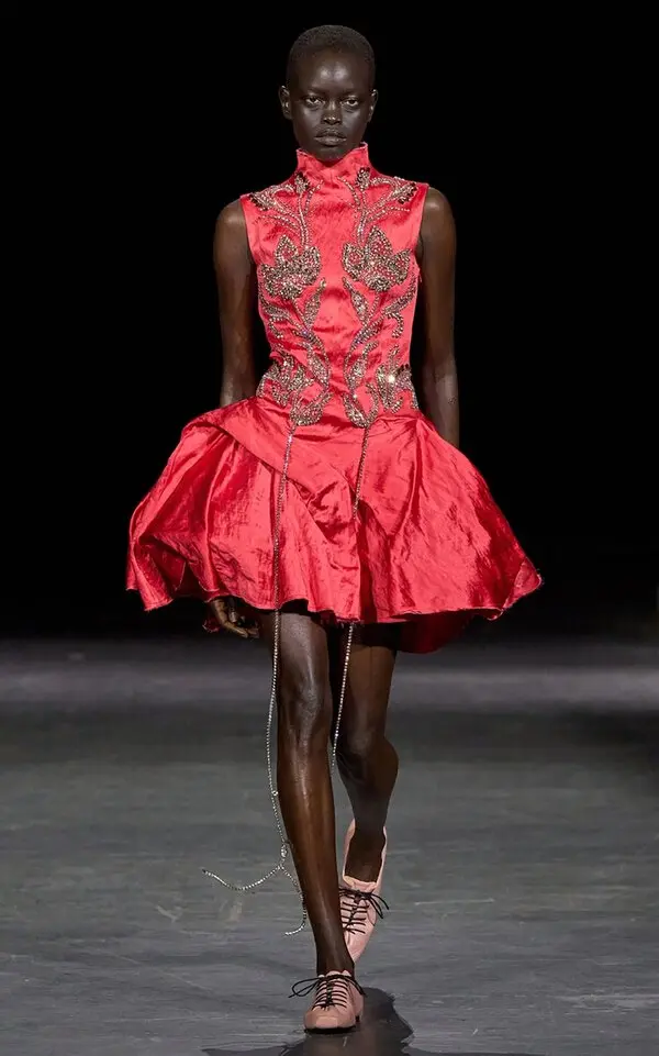 Erdem Embellished Textured Satin Mini Dress