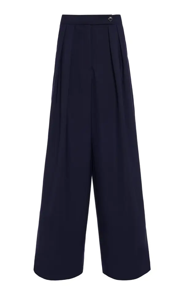Dries Van Noten Pamplona Pleated Wool-mohair Twill Wide-leg Pants