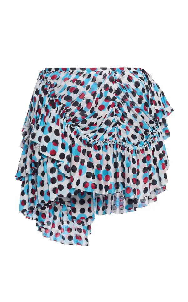 Dries Van Noten Polka Dot Georgette Ruffle Mini Skirt