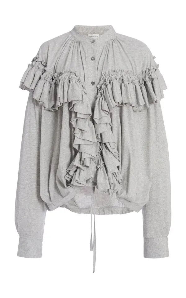 Dries Van Noten Hunver Ruffled Cotton-jersey Top