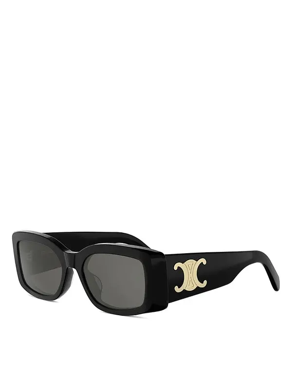 Celine Rectangular 53mm Sunglasses - Black/solid Smoke