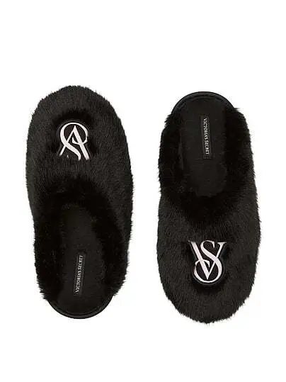 Victoria's Secret Luxe Plush Closed-toe Slippers - Black