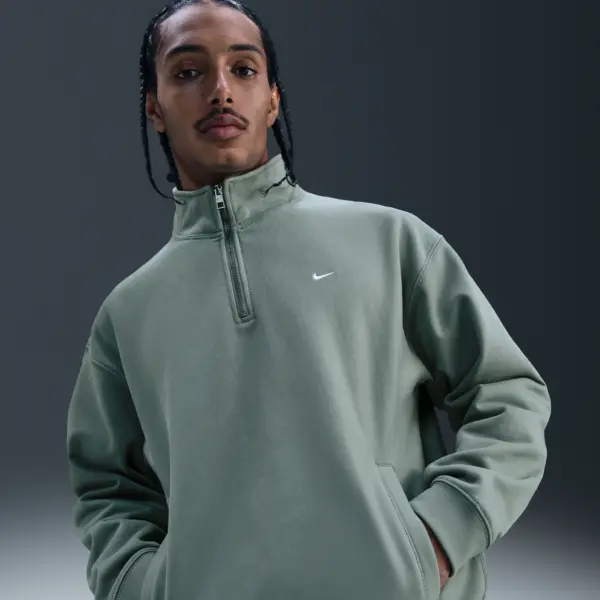 Nike Solo Swoosh Fleece Quarter-zip Top - Grey