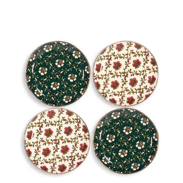 VERA BRADLEY Ceramic Coaster Set In Mistletoe Lattice - Green