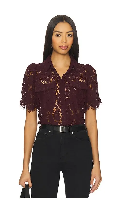 Generation Love Mina Lace Shirt - Malbec