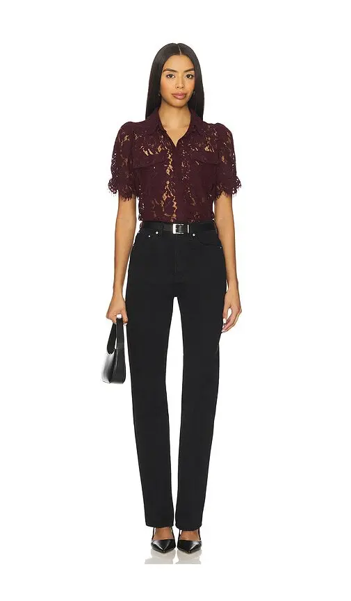 Generation Love Mina Lace Shirt - Malbec