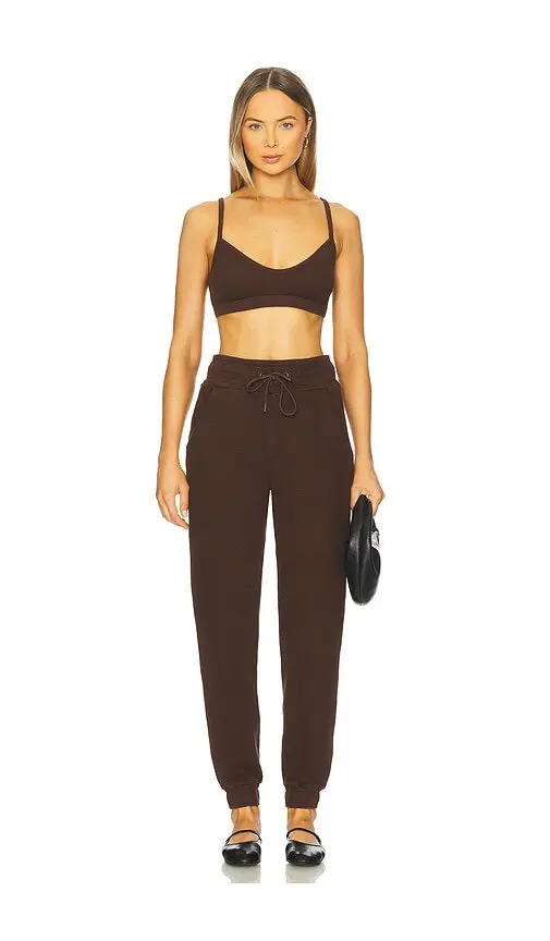 NEGATIVE UNDERWEAR Waffle Knit Lounge Bralette In Brown - Espresso