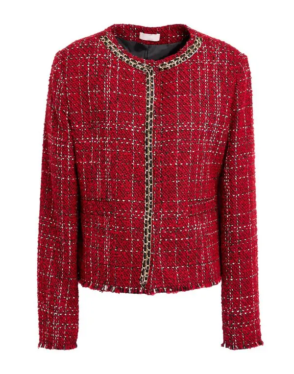 Liu Jo Checked Tweed Jacket - Red