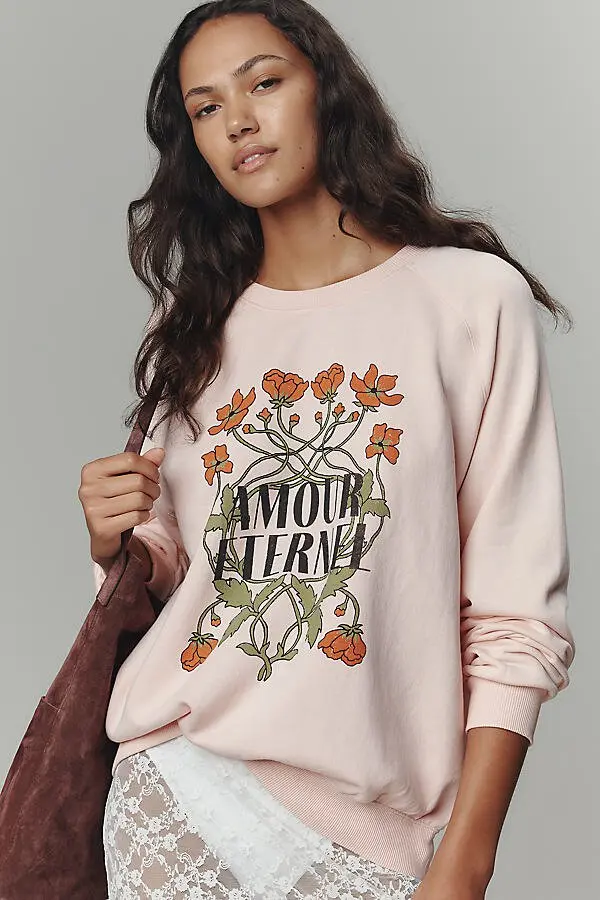 Anthropologie Long-sleeve Graphic Sweatshirt - Pink