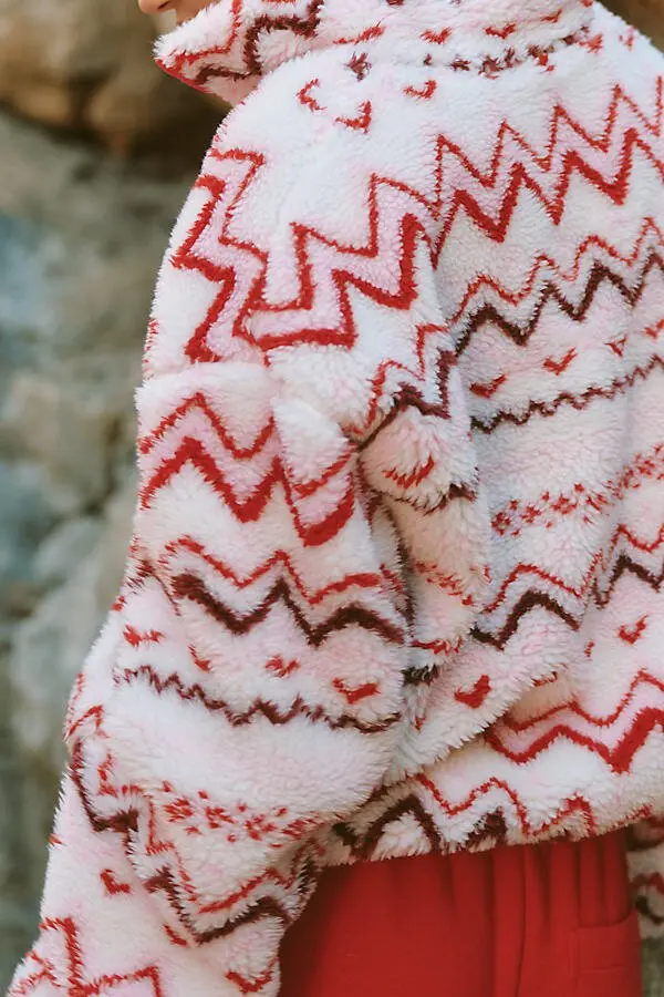 Beach Riot Leona Slopes Sherpa Quarter-zip Pullover - Egret Cheers! Fairisle