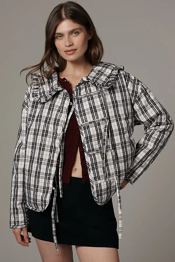 Maeve The Hazel Quilted Plaid Jacket
