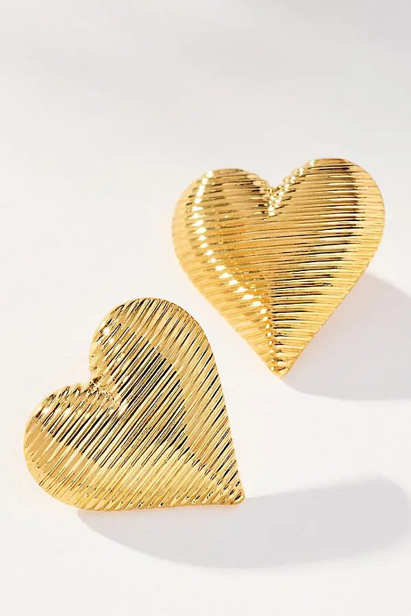 HEAVEN MAYHEM Real Love Heart Post Earrings - Gold