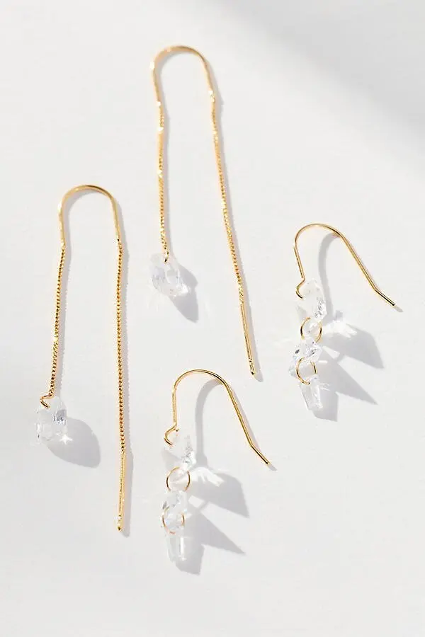 Anthropologie Set Of Two Drippy Earrings - Clear