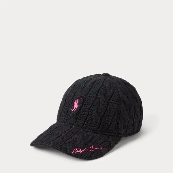 Ralph Lauren Cable-knit Cotton Ball Cap - Black