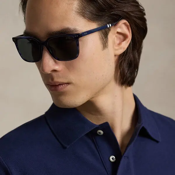 Ralph Lauren Rugby-stripe Square Sunglasses - Blue