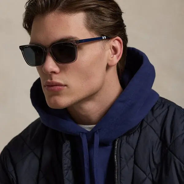 Ralph Lauren Rugby-stripe Square Sunglasses - Transparent Grey