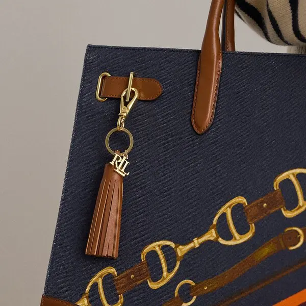Ralph Lauren Logo & Leather Tassel Charm - Lauren Tan