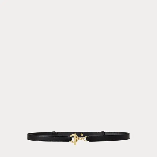Ralph Lauren Leather Toggle Skinny Belt - Black