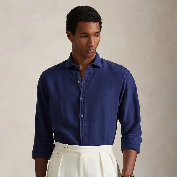 Ralph Lauren Classic Fit Slub Linen Shirt - Newport Navy