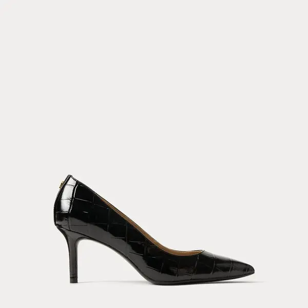 Ralph Lauren Lanette Croc-embossed Leather Pump