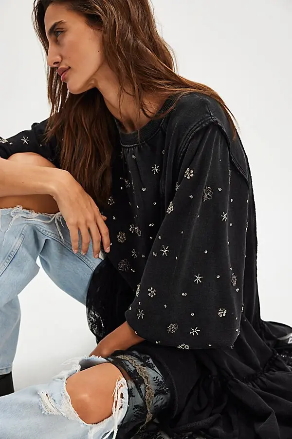 Free People She Shines Tunic - Black