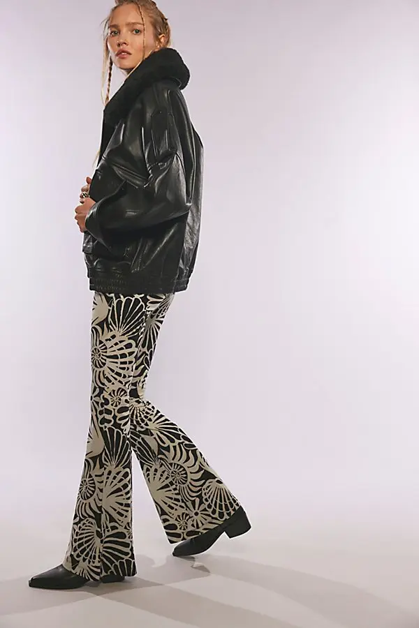 Free People Floral Flared Pants - Black Combo