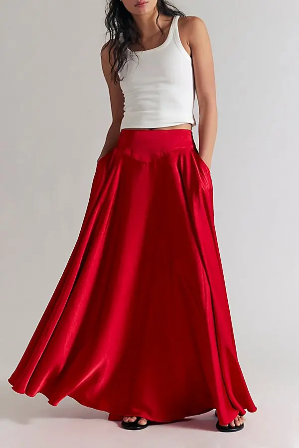 Free People Chilco Maxi Skirt - Salsa