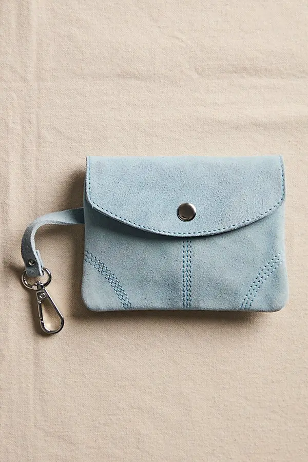 Free People Lyra Suede Wallet - Ice Blue