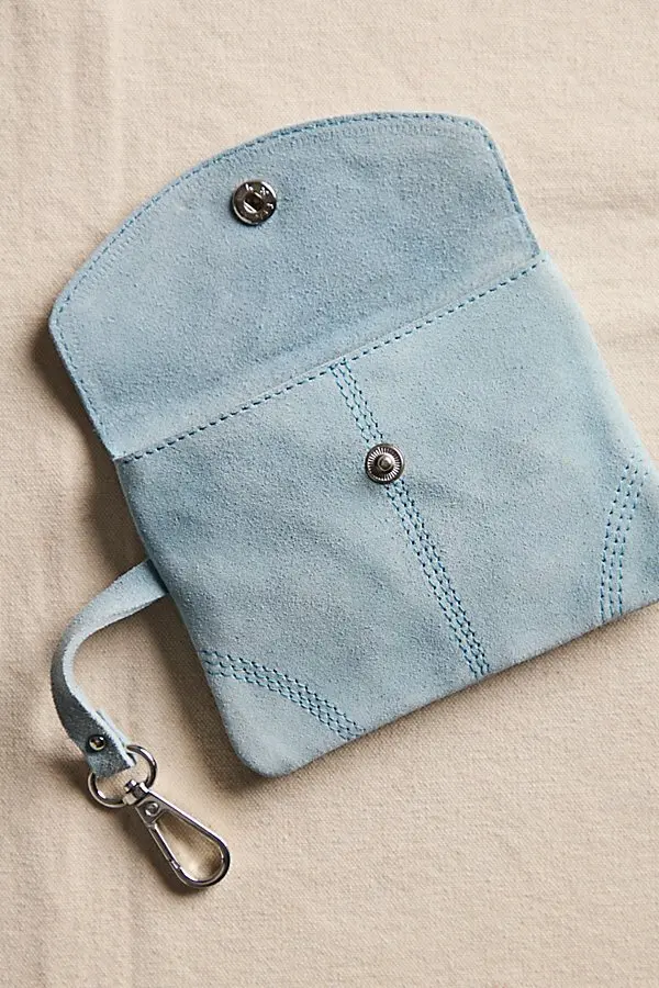 Free People Lyra Suede Wallet - Ice Blue