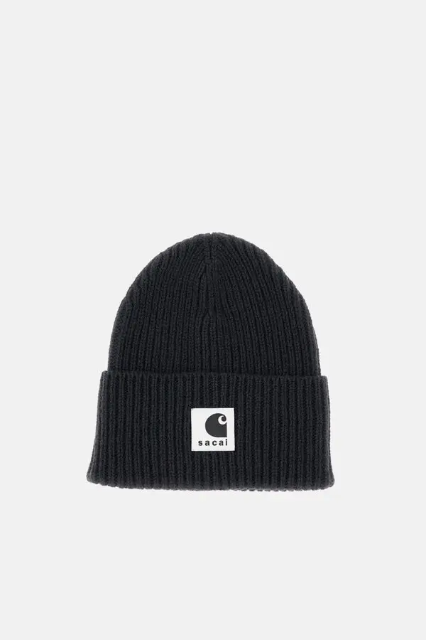 Sacai X Carhartt Wip Wool-blend Cap - Black