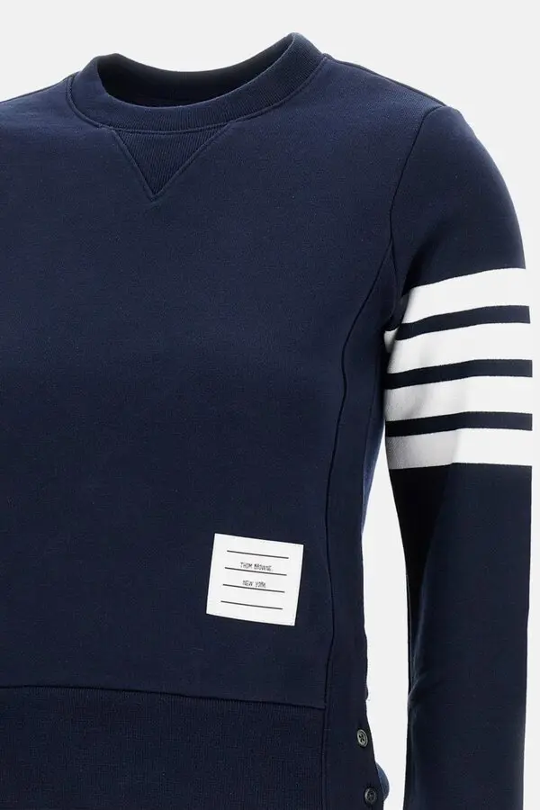 Thom Browne Crewneck Sweatshirt With 4-bar Stripes - Blue