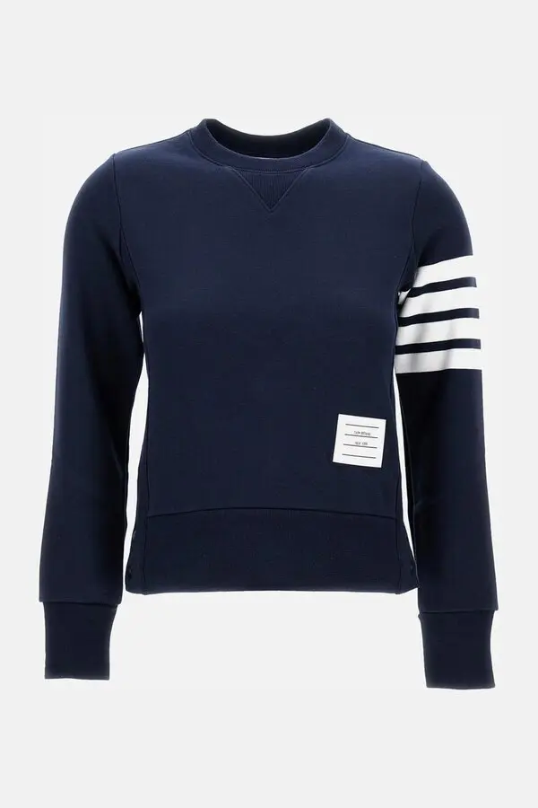 Thom Browne Crewneck Sweatshirt With 4-bar Stripes - Blue