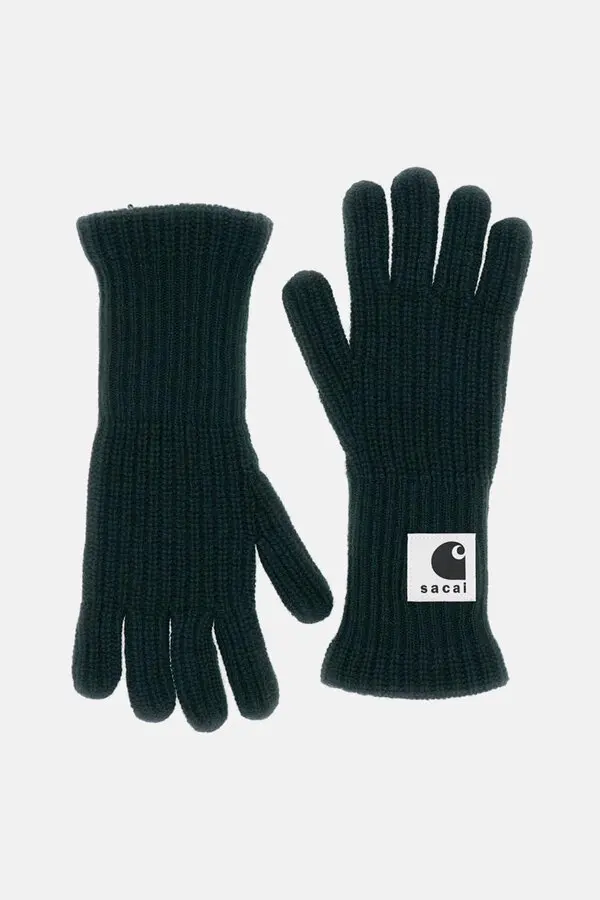 Sacai Wool Blend Knitted Gloves X Carhartt Wip - Green