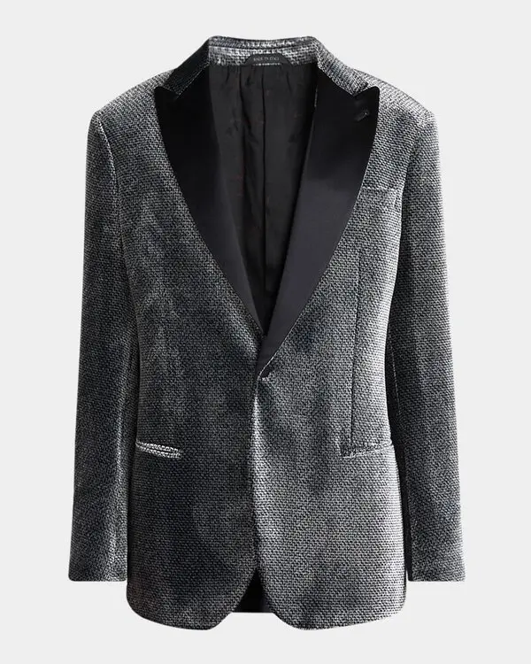 Giorgio Armani Velvet-effect Peak Lapel Dinner Jacket - Black Beauty