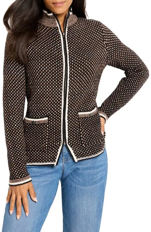 NIC+ZOE Brick Stitch Knit Zip Jacket