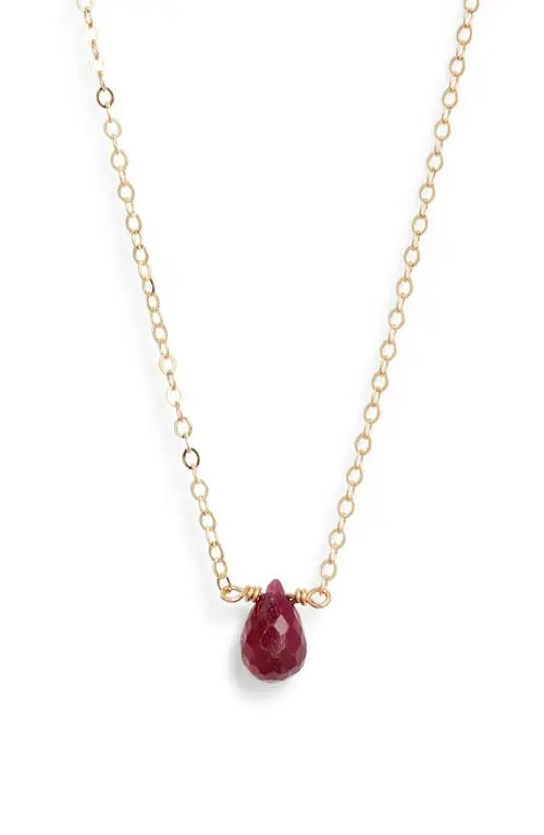 NASHELLE Birthstone Pendant Necklace - Ruby Gold Fill